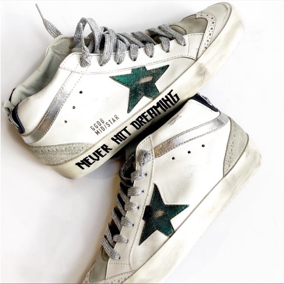 Golden Goose | Shoes | Golden Goose Mid Star Sneaker Whiteiceemerald ...